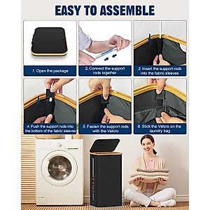 Laundry Hamper with Lid - Large Laundry Basket… (Black, 110L)