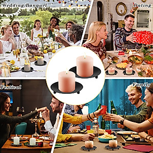 Telodyme 8PCS Iron Plate Candle Holder,Black Candle Holder Iron Plate,4'' Iron Candle Stand Plate for LED & Wax Candles,Decorative Pillar Candle Plate for Spa Weddings Dinning Party Incense Cones