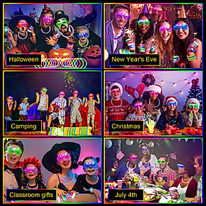 SHQDD 244 Pack Glow in the Dark Party Supplies for Kids, New Year Party Favors for Kids, Glow Party Favors for Kids 8-12, Kids Led Light Up Party Favors,Kids New Years Eve Party Supplies