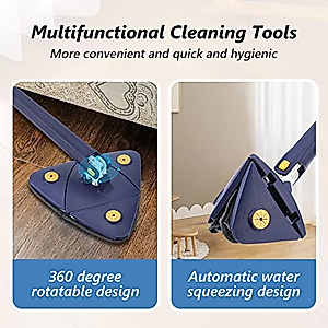 Dust Mop Microfiber Cleaning Floor: Adjustable Rotatable Wall Mops - Long Handle Dry Wet Mop for Baseboard