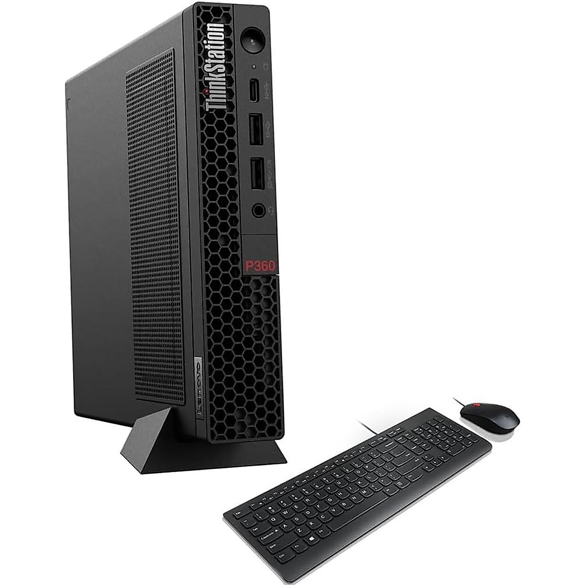 Lenovo ThinkStation P360 Business Mini Desktop Black (Intel i7-12700T, 16GB RAM, NVIDIA T400, 512GB SSD, WiFi, Bluetooth, HDMI, USB 3.2, Display Port, Black, Win 10 Pro) with Hub
