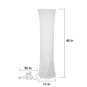 Floor Lamp with Two LED Bulbs, RGB Full Color Changing, Music Sync, Fabric Shade with Faux Feather Tassels Finish