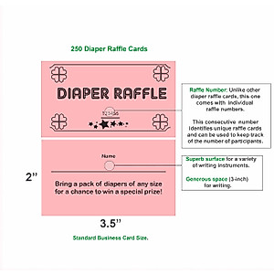 Carewon 250 Diaper Raffle Tickets, Pink (3 Color Selection), for Baby Shower Games, Invitations, and Drawing Prizes, Cute Party Accessories