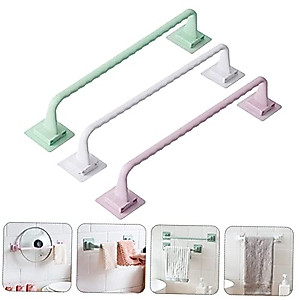 OSALADI Towel Rack Wall Towel Holder Towel Rack with Shelf Towel Organizer Holder Bathroom Towel Rail Adhesive Towel Rack Towel Rods Wall-Mounted Towel Racks Creative Versatile Rack 3pcs