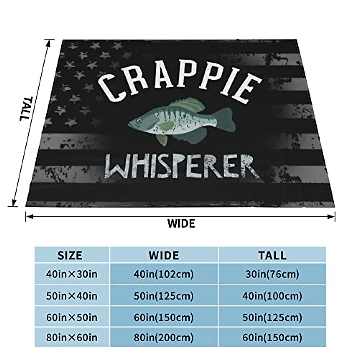 Crappie Whisperer Fishing  Throw Blanket Ultra-Soft Micro Fleece Blanket Cozy Warm Suitable for Living Rooms Sofa 40"X30"