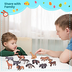 Fun Little Toys 12PCS Easter Eggs Prefilled Wild Animal Figures Surprise Plastic Easter Eggs Basket Stuffers