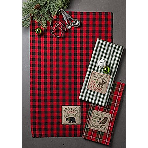 DII Holiday Kitchen Collection Embroidered Dishtowel Set, 18x28, Cabin Christmas, 3 Piece