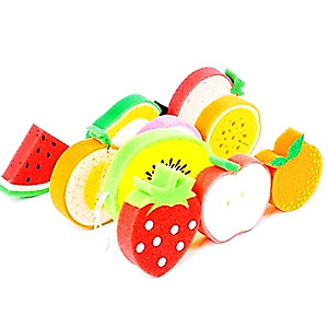 Prasa Scrub Sponge, Multi-Use Cute Fruit Pattern Sponges Scrubber Bath Cleaning Sponges Scrubbing Sponges Use for Bathroom & More(random-10pcs)