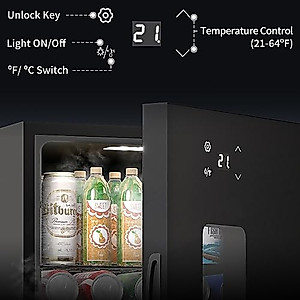 JINJUNYE Beverage Refrigerator and Cooler, 115 Can Beverage Fridge, Cools to 21°F, Mini Fridge Freestanding Beverage for Beverage, Beer Wine, Juice, for Bedroom Bar Office 3 Cu.ft