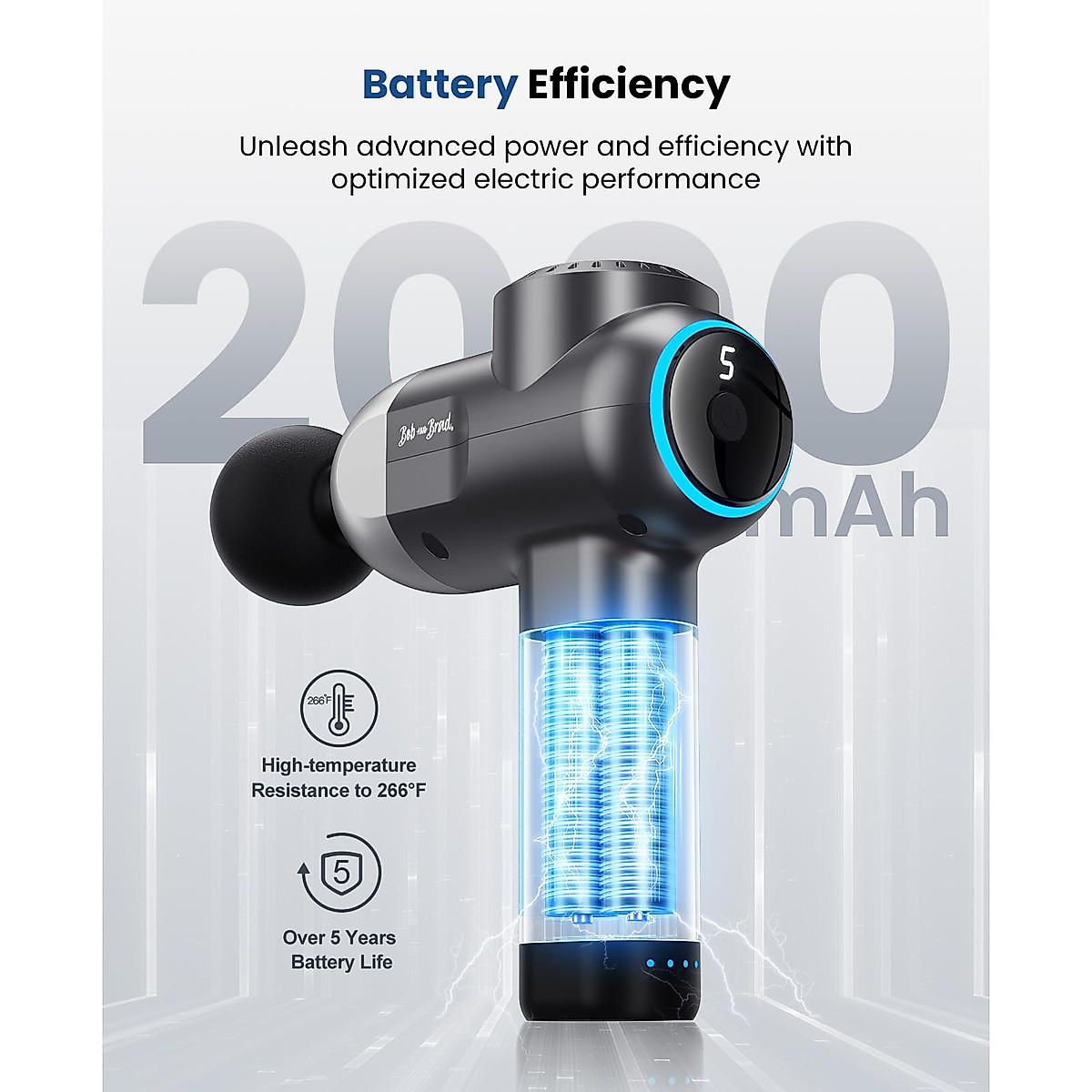 BOB AND BRAD C2 Massage Gun, Mini Massager Gun Deep Tissue, Professional Electric Back Massager for Athletes, Handheld Massager with LED Stall Force Display, FSA and HSA Eligible - Silver Grey