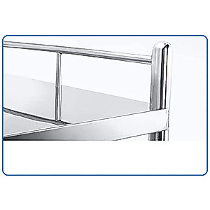 Medical Cart Kitchen Trolley Cart Island Rolling Serving Carts 430 Stainless Steel Medical Stroller Shelf with Single Drawer and Rubber Wheel,Welding Overall (Size : XS-(50x40x86cm))