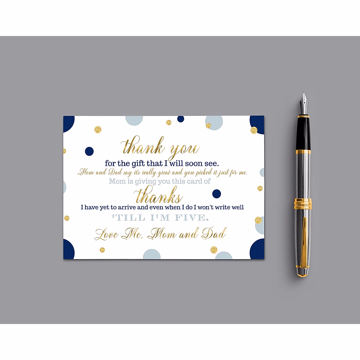 Paper Clever Party Navy and Gold Baby Shower Thank You Postcards (15 Pack) Notecards Only - Eco-friendly – Printed 4x6