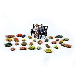 106 Pcs Miniature Flower Cluster Static Grass Model Grass Tufts Artificial Grass Bushy Tuft Lowland Shrub for DIY Model Railway Fairy Garden Diorama Scenery (Set A)