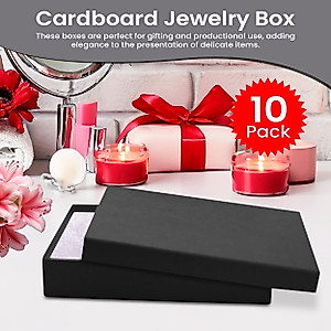 Novel Box 10 Pack Black Jewelry Gift Box 5.5x3.5x1in with Cotton Filled | Cardboard Jewelry Box | Gift Boxes with Lids Made in USA | Boxes for Bracelet Necklace Ring Earrings