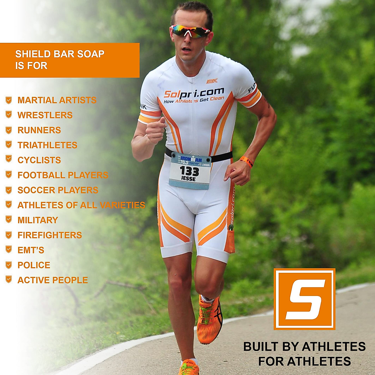 Solpri Shield Athletic Soap Bar Lemongrass Tea Tree Eucalyptus 4 oz (6 Pack)