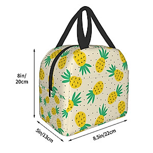 Algranben Pineapple Lunch Box for School Kids Girls Women Reusable Insulated Lunch Bag Washable Thermal for Picnic Office