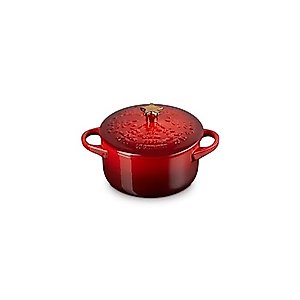 Le Creuset Noël Collection Stoneware Mini Cocotte with Star Knob, 24 oz., Cerise