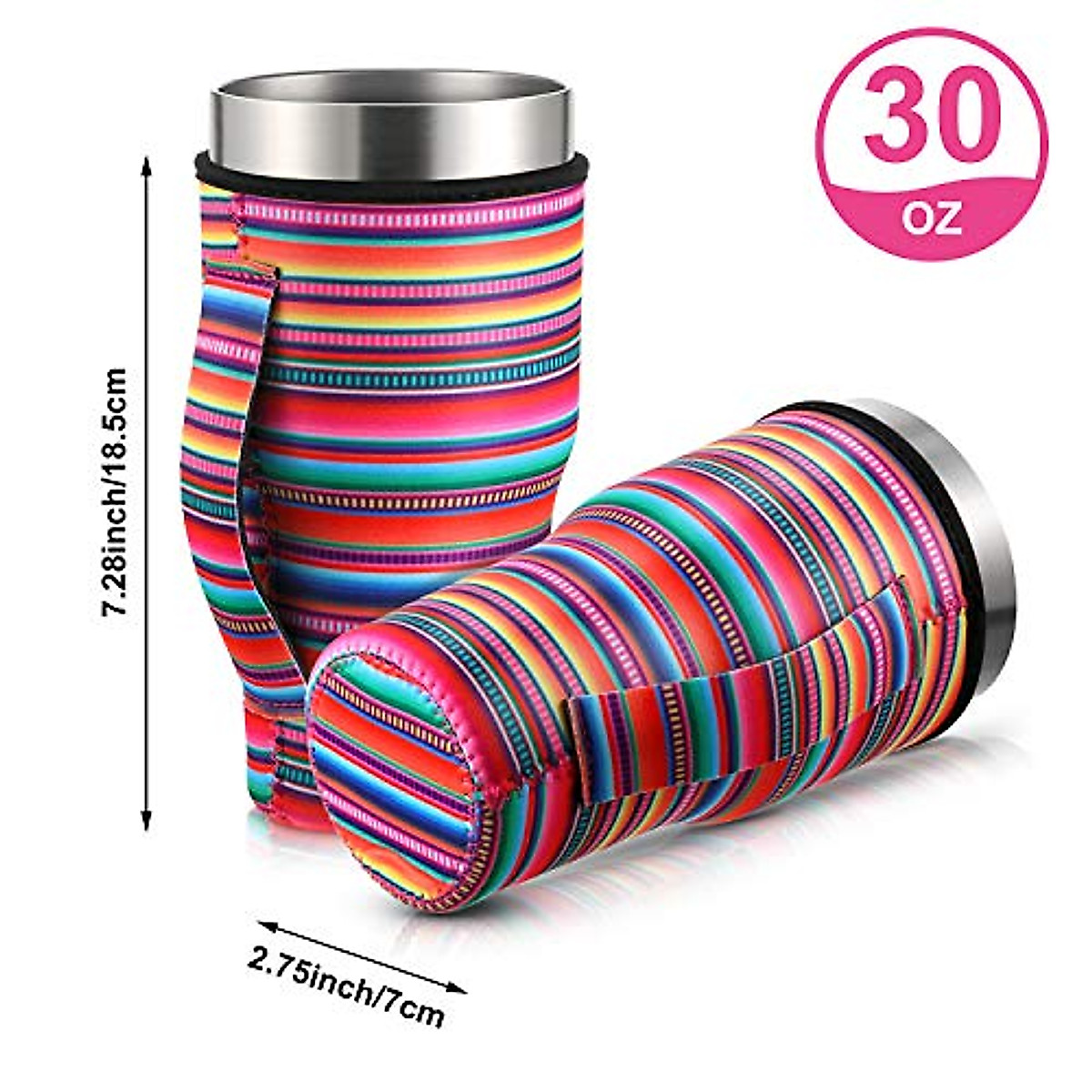 4 Pieces Coffee Cup Sleeve Reusable Neoprene Insulated Sleeves Cup Cover Holders Drinks Sleeve Holder for 30-32 oz Cold Hot Beverages, 4 Styles