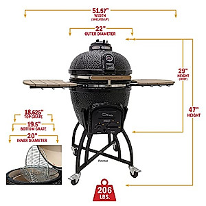 VISION Grills Ceramic Kamado (Large, Black Bundle)