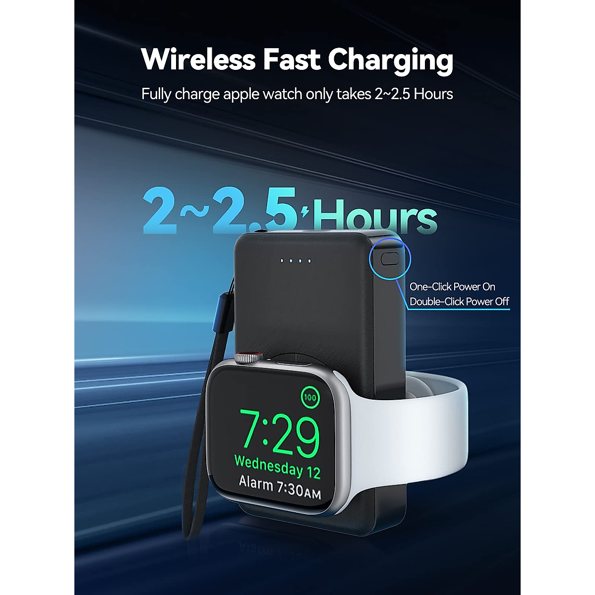 LVFAN Portable Charger for Apple Watch, 4000mAh iWatch Charger Power Bank Wireless Battery Pack Magnetic Travel Smartwatch Charger for Apple Watch Series 10 9 8 7 6 5 4 3 2 1 SE Ultra 2 Ultra (Black)