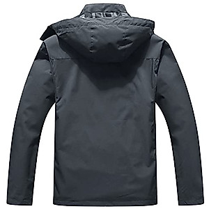 OTU Men's Lightweight Waterproof Hooded Rain Jacket Outdoor Raincoat Shell Jacket for Hiking Travel Darkgrey XL