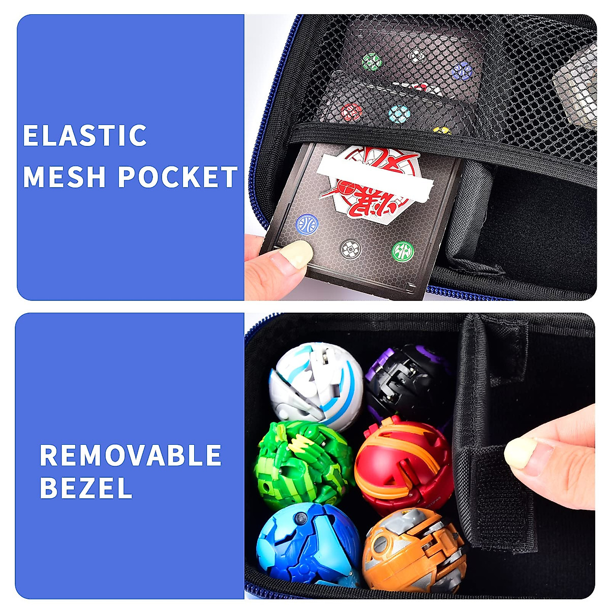 Case Compatible with Bakugan for Baku Gear Pack, Toys Organizer Storage for Bakucores Cards and Ultra Collectible Action Figures, Toy Container Holder for Bakugon Dragonoid Figure (Box Only) Blue