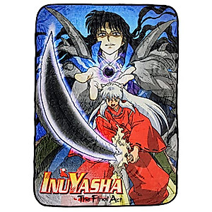 Bioworld Inuyasha The Final Act Anime Inuyasha and Naraku Soft Plush Fleece Throw Blanket 45" x 60"