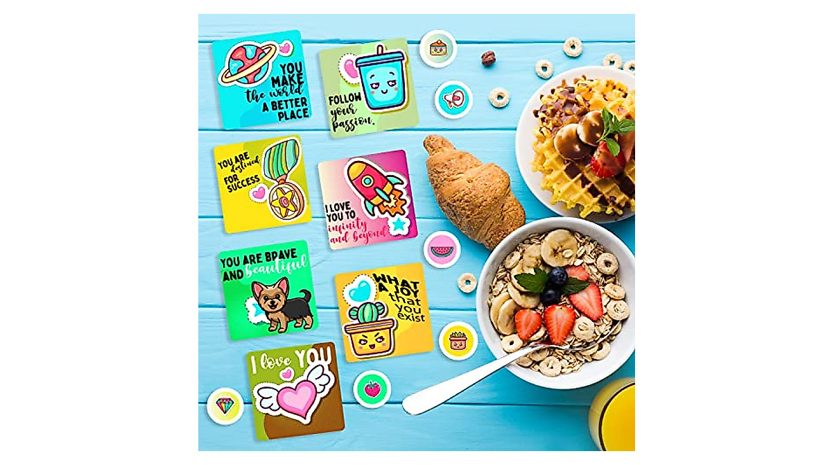 120 Cute Lunch Notes & Stickers for Kids