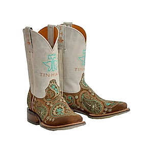 Tin Haul Women's Wild Rags Western Boot Broad Square Toe Tan 7 1/2 M