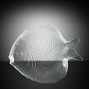 Pasabahce Marine 6 pc Set Crystal Clear Glass Fish Shaped Platter Snack Dish