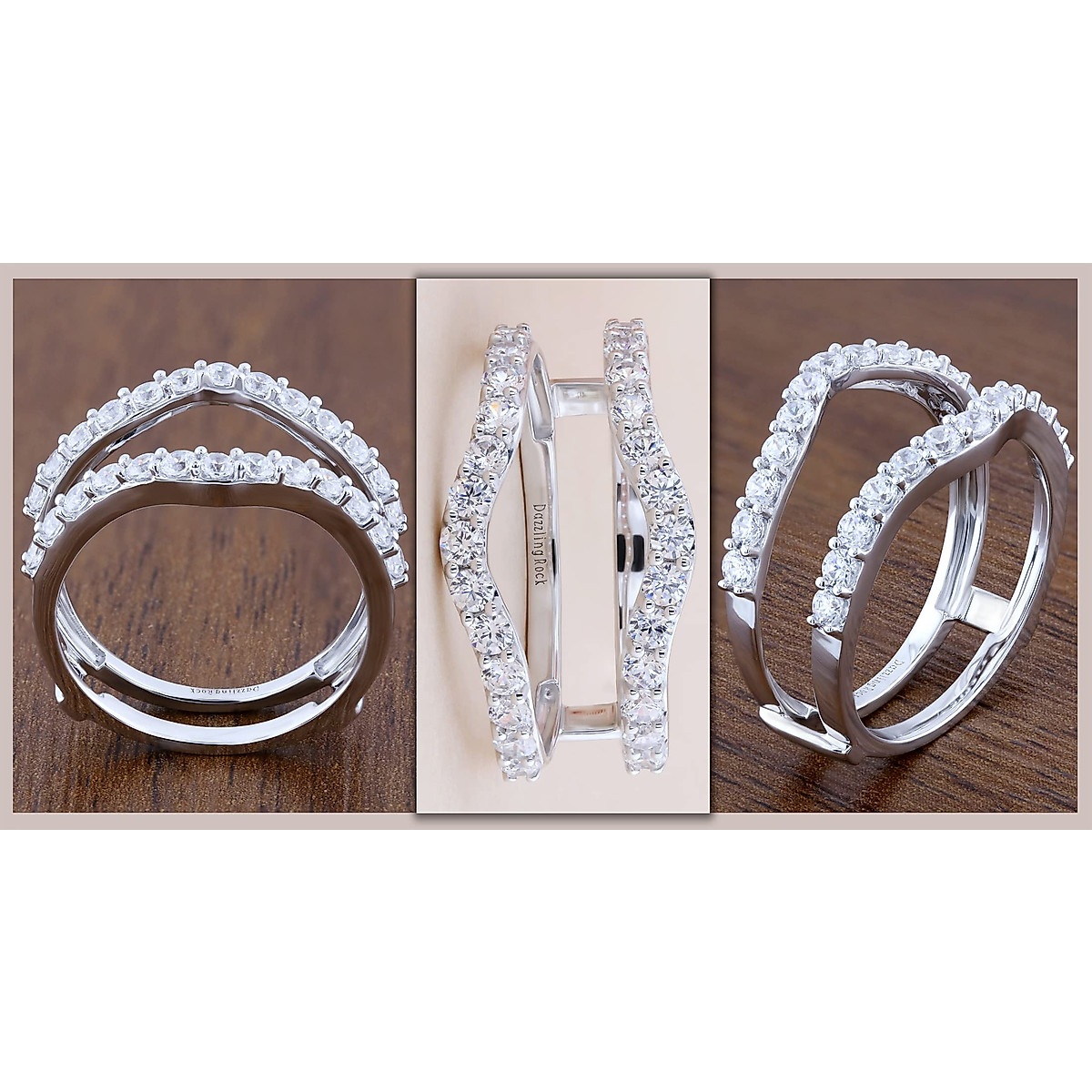 Dazzlingrock Collection Round Cubic Zirconia Wedding Enhancer Ring for Women (1.60 ctw, Color White, Clarity Clean) in 14K White Gold Size 8