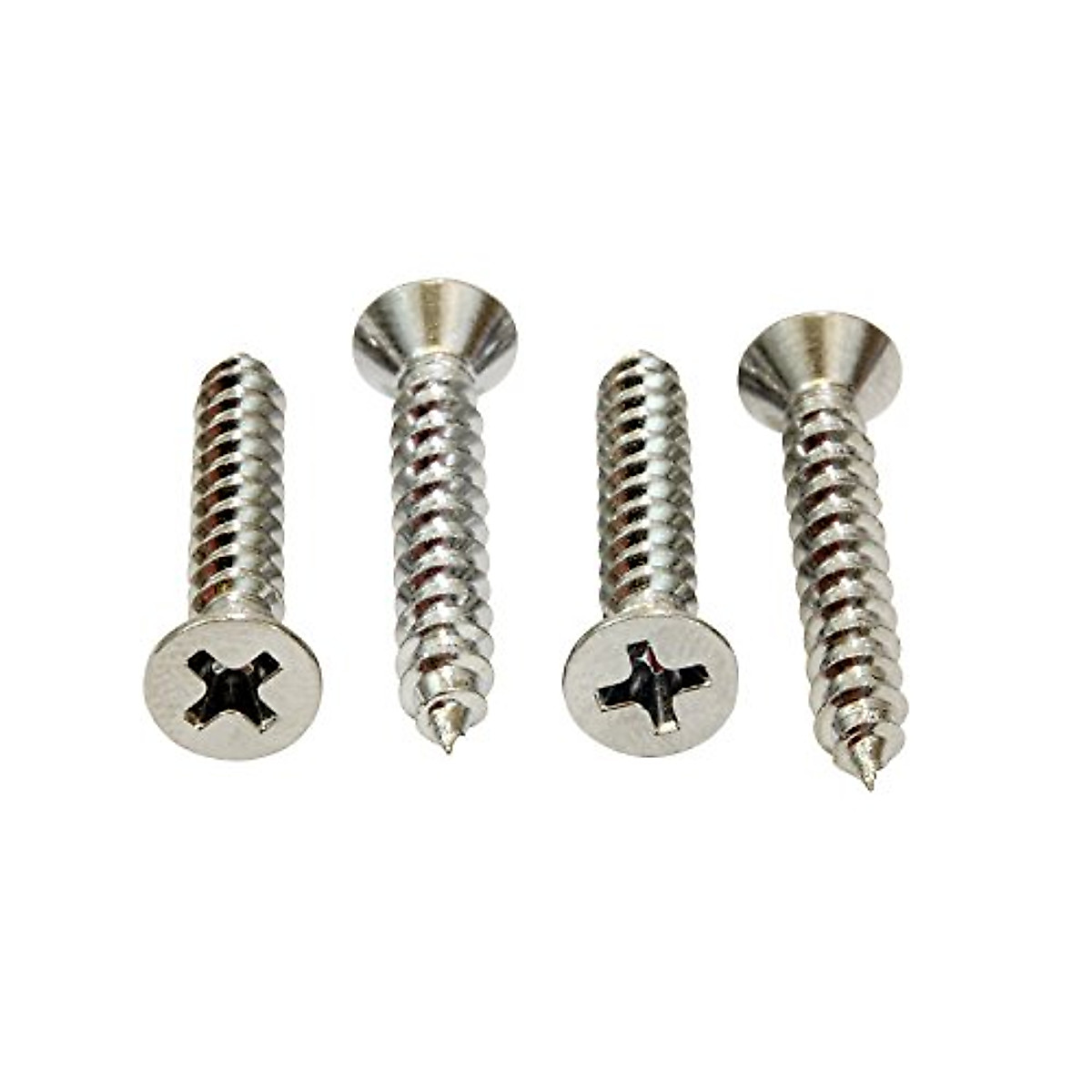 Bolt Dropper 8 x 1-1/4"'' Chrome Coated Stainless Flat Head Phillips Wood Screw, (25 Pack), 18-8 (304) Corrosion Resistant