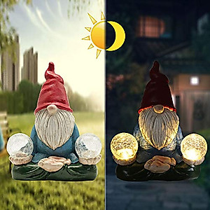 Solar Garden Gnomes Decorations Funny Zen Glowing Naughty Sculpture Statue Outdoor Yard Lawn Decor Resin