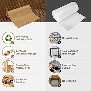 MUNBYN Honeycomb Packing Paper, 15 inches x 120 feet Eco Friendly and Recyclable Cushion Material, Moving Shipping Supplies with 16 Fragile Sticker Lables and 100 Feet Jute Wine(Brown)
