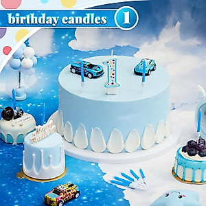 MTLEE Blue Number Candle with 10 Long Thin Cupcake Candle Happy Birthday Candles Boy Girl Number Candles for Birthday Cakes Number Birthday Cake Topper for Sweet Dots Party(Number 1)