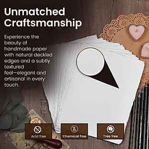 Watercolor Paper - 6 X 4 inches - Mixed Media Watercolor Paper - 200 GSM Thick Deckle Edge Virgin Cotton Handmade Paper - Off White