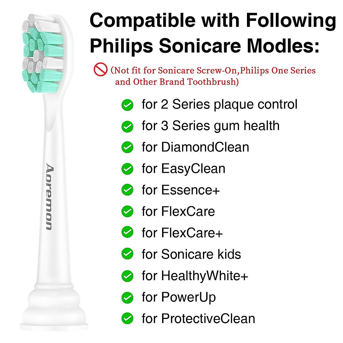 Aoremon Toothbrush Replacement Heads for Philips Sonicare - Compatible with Sonicare ProtectiveClean C2 & Phillips 4100 5100 Click- on Electric Toothbrush