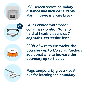 PetSafe Classic In-Ground Fence for Dogs and Cats - from The Parent Company of Invisible Fence Brand - Includes 2 Collars and 500 ft of Wire - Expandable Coverage up to 5 Acres