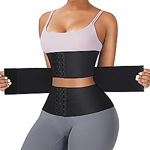 FeelinGirl Waist Trainer for Women Seamless Underbust Waist Corsets Cincher Adjustable Workout Girdle Segmented Hourglass Body Shaper Black L