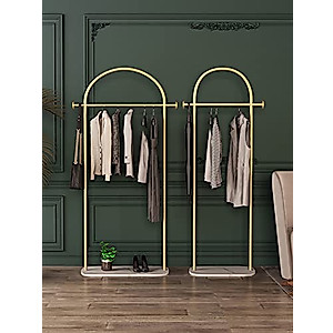 Gold Clothing Rack, Modern Clothes Rack with Marble Base, Heavy-duty Coat Racks Freestanding for Boutiques, Can Hang Jacket Garment, Hat, Scarf, Organize Shoes 31.5” W