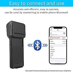 58mm POS Thermal Receipt Printer,Bluetooth Handheld POS Machine Terminal Printer Mobile POS Portable Back Clip Receipt Printer with Barcode Scanning Function Support SPP Protocol