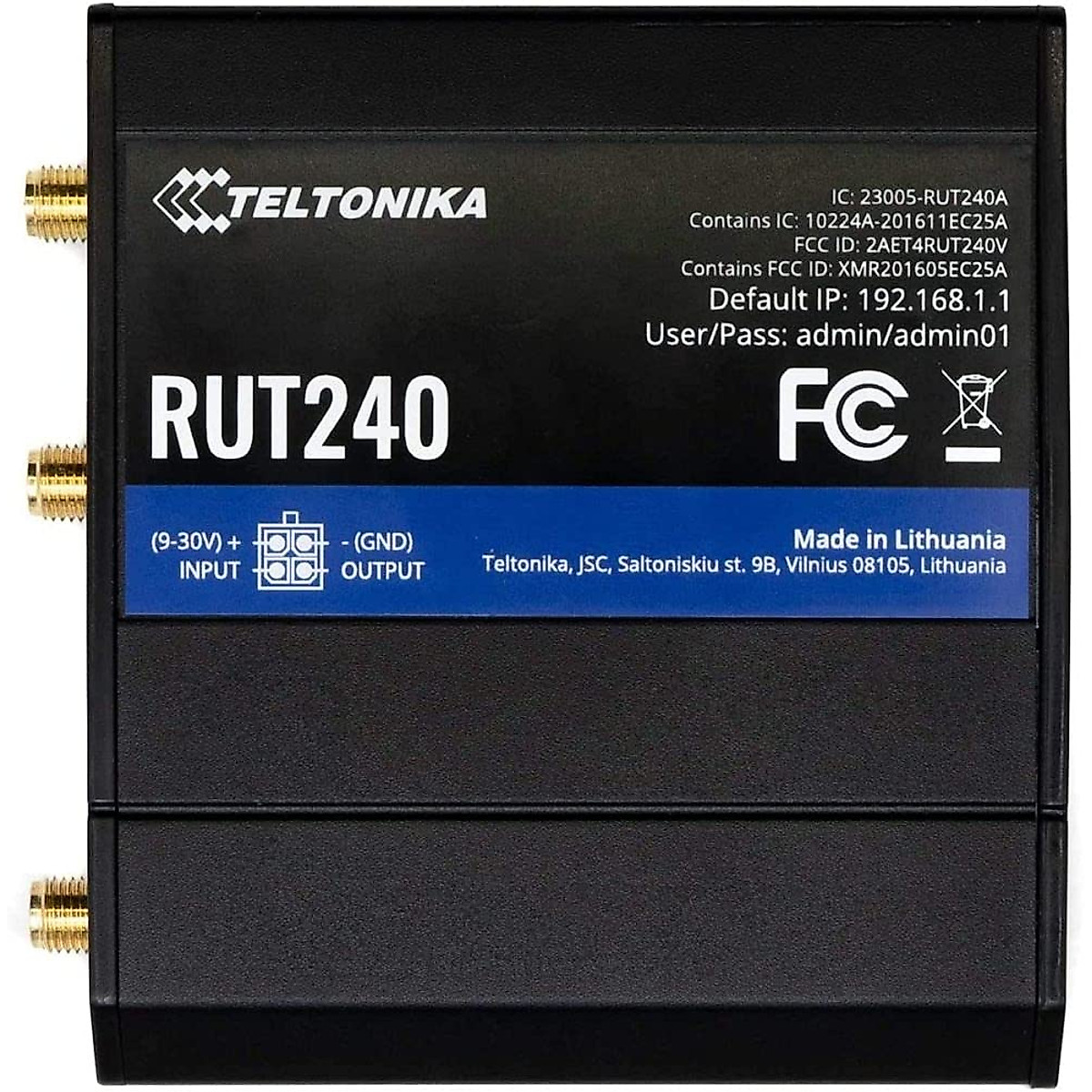 Teltonika RUT24002U000 Model RUT240 Industrial 3G/4G LTE Cellular Router for Verizon; Automatic Switch to Available Backup Connection; Wireless Access Point with Hotspot Functionality