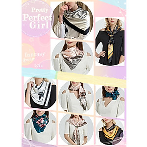 RUOLIN 35×35 inches large square women's satin silk like head scarf fashion pattern silk feeling hair sleeping wrap (20 Green)