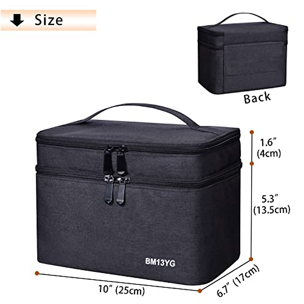 BM13YG Wearable Breast Pump Bag Fits Breast Pumps Like Momcozy, Medela, Lansinoh, Elvie, Willow, 2 Layers Portable Breast Pump Travel Bag for Working Moms and Extra Parts, Bag Only (Black)