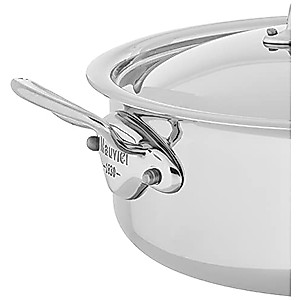 Mauviel M'Cook 5-Ply Polished Stainless Steel Rondeau/Braiser Pan With Lid, And Cast Stainless Steel Handles, 6-qt, Made In France