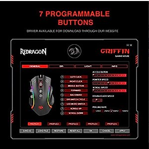 Redragon M602 RGB Wired Gaming Mouse RGB Spectrum Backlit Ergonomic Mouse Griffin Programmable with 8 Backlight Modes, Up to 7200 DPI for Windows PC Gamers (White)