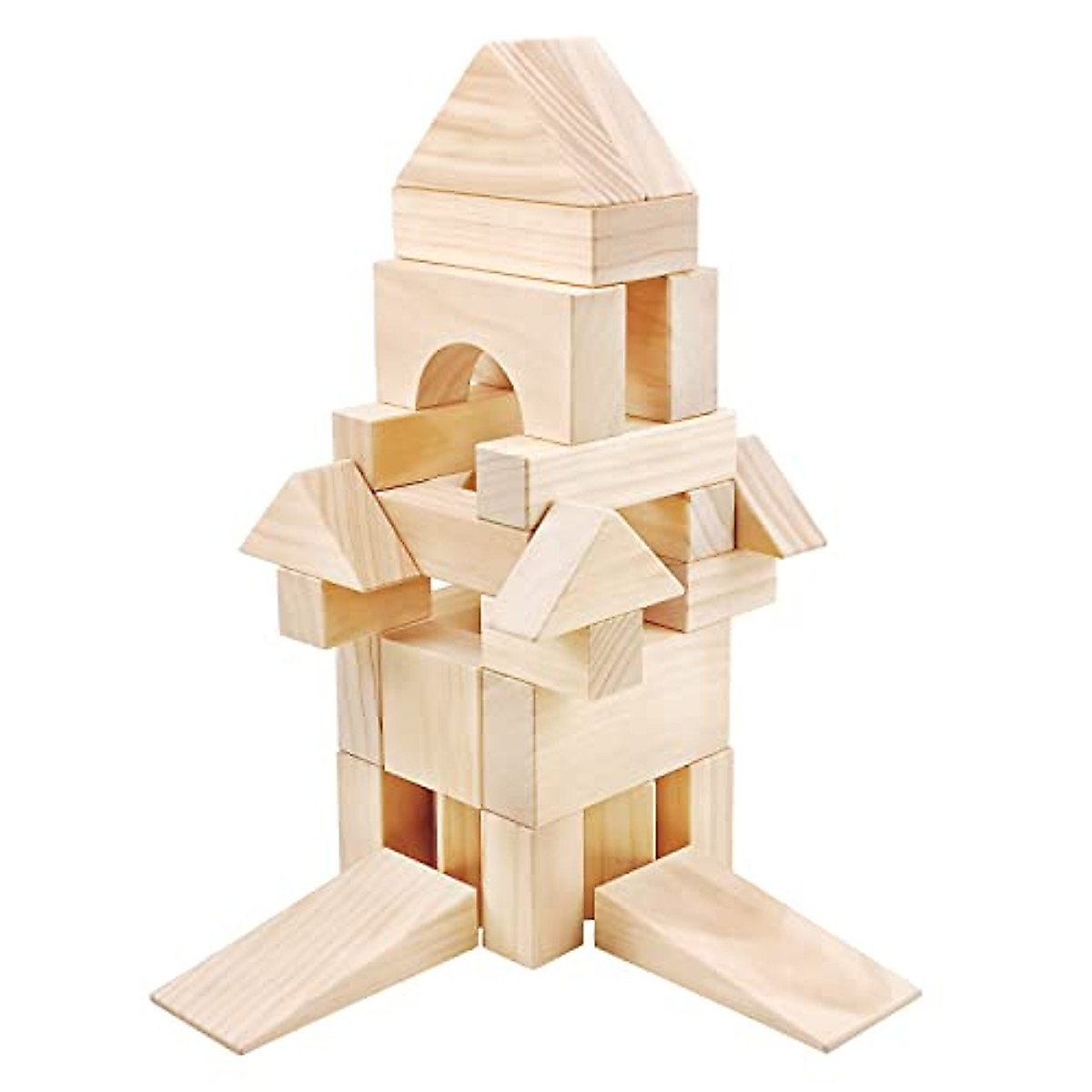 Onshine Large Wooden Blocks for Toddlers 1-3, 64 Pieces Big Wood Building Blocks Set with Wooden Storage Box, Large Toddler Blocks Building and Stacking Toys Construction Set