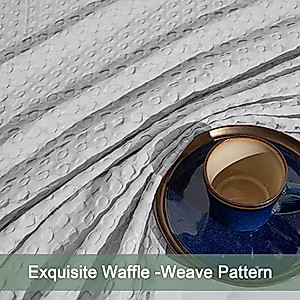 PHF Cooling Waffle Blanket, Queen Size, Lightweight 60% Rayon Derived from Bamboo & 40% Cotton, Breathable for Hot Sleepers, Ultra Soft and Luxury, 90"x90", Grey