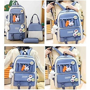 TOAOSET Kawaii Backpack Set Kawaii Pendant Pin and Accessories, 3pcs Set Teens Youth Girl Cartoon Aesthetic Cute Backpack (Cartoon backpack,one size)