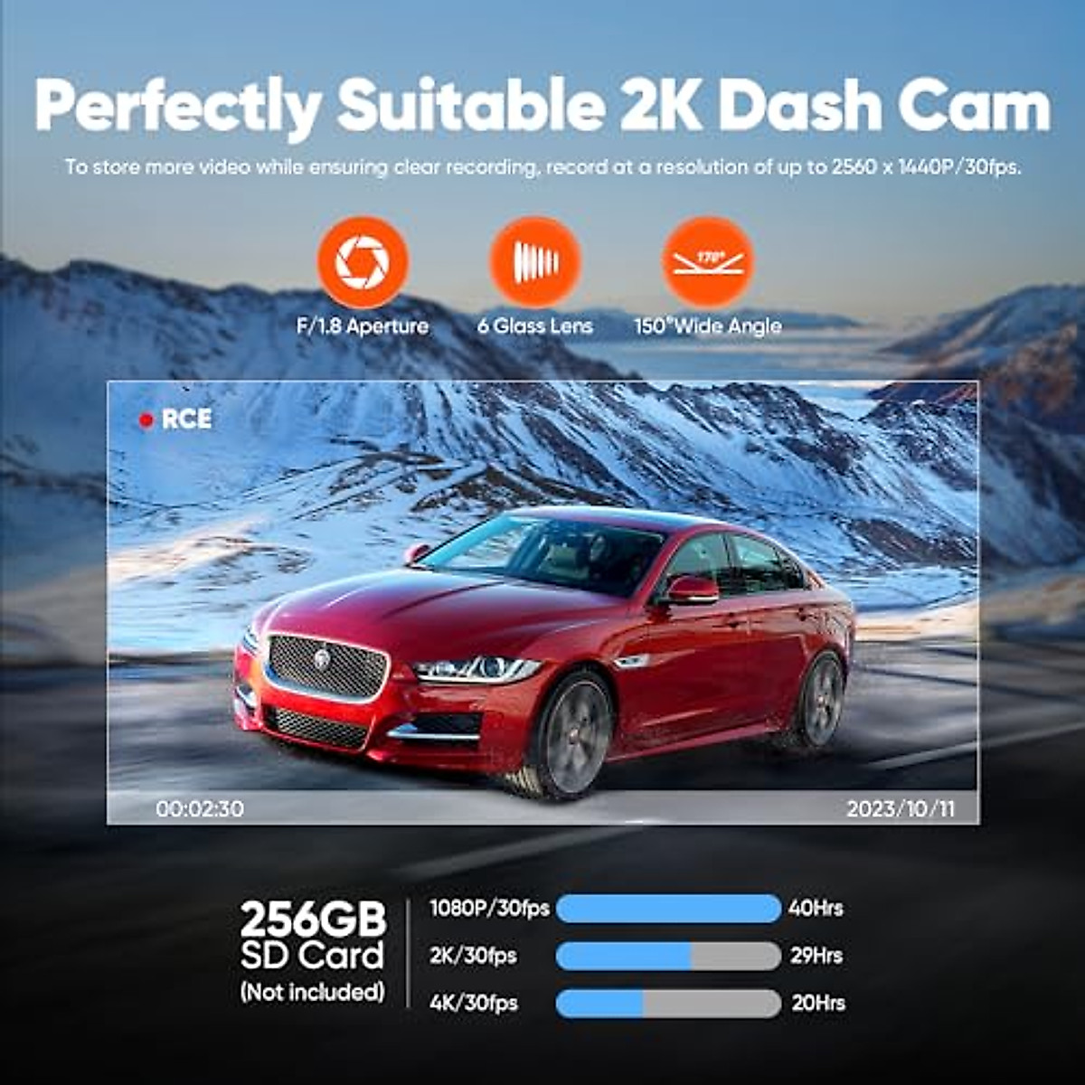 LINGDU D100 Smart Dash Cam Front for Cars, 2.5K Dash Cam with WiFi GPS, Car Camera with 0.96" LCD Display, Voice Control, Night Vision, WDR, Parking Mode, Loop Recording, G-Sensor, 150° Wide Angle